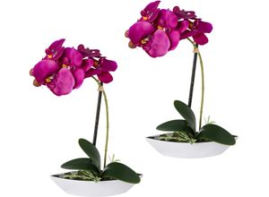 4064118078180 - Kunstorchidee CREATIV GREEN Phalaenopsis Kunstpflanzen Gr B H L 65 cm x 30 cm x 195 cm 2 St lila Kunstorchidee Kunst-Orchideen Kunstpflanzen 2er Set in Kunststoffschale