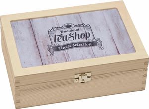 4028126230794 - Teebox CONTENTO Traditional Tea-Shop Finest Selection Lebensmittelaufbewahrungsbehälter Gr B H L 165 cm x 9 cm x 235 cm beige (natur) Kaffeedosen Teedosen Keksdosen Lebensmittelaufbewahrungsbehälter