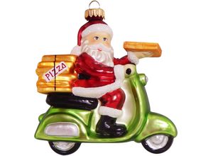 0024762900644 - Christbaumschmuck KREBS GLAS LAUSCHA Pizza-Weihnachtsmann auf Vespa Weihnachtsdeko Christbaumschmuck Weihnachtsbaumschmuck bunt Weihnachtsanhänger Weihnachtsbaumschmuck Weihnachtsdekoration mundgeblasen