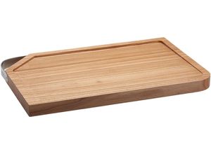 4004293150325 - Schneidebrett RÖSLE Schneidebretter Gr B H L 24 cm x 3 cm x 36 cm braun (holzfarben) Schneidebretter mit Edelstahlgriff für die Küche oder als Servierbrett aus Ulmenholz