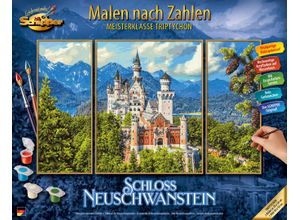 4000887928370 - Malen nach Zahlen SCHIPPER Meisterklasse Triptychon - Schloss Neuschwanstein Malvorlagen bunt Kinder Basteln Malen Kosmetik Schmuck Made in Germany