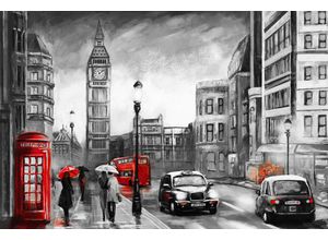 4049009104544 - Leinwandbild PLACES OF STYLE London Bilder Gr B H T 90 cm x 60 cm x 2 cm grau (grau rot) Leinwandbilder Bilder