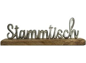 4031456536801 - Deko-Schriftzug Stammtisch Dekofiguren Gr B H T 5 cm x 12 cm x 40 cm beige (natur) Deko-Objekte aus Holz und Aluminium