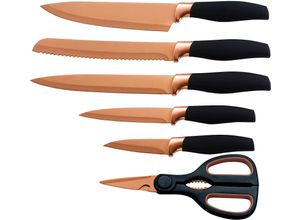 4019256022762 - Messer-Set KING TITANIUM ROSÉ rosa (rosé) Spezialklingenstahl Kochmesser-Sets 5 Küchenmesser 1 Schere beschichtete Messer- und Scherenklinge