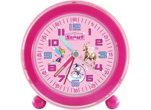 4026687133028 - Quarzwecker SCOUT NightLight 280001038 Wecker pink Kinder Lernwecker mit Pferd-Elfe- Schneemannmotiv ideal auch als Geschenk