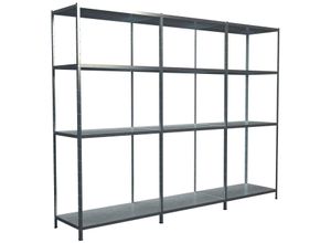 4058255070336 - Steckregal Stecksystem Grund- und 2x Anbauregale Regale Metall verzinkt 1800x2800x350 mm 12 Böden Gr B H T 280 cm x 180 cm x 35 cm silberfarben Werkstatt-Regale