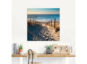 4058661084262 - Glasbild ARTLAND Weg zum Nordseestrand Sonnenuntergang Bilder Gr B H 80 cm x 60 cm Glasbild Strand 1 St beige (naturfarben) Glasbilder in verschiedenen Größen