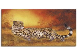 4055327158008 - Wandbild ARTLAND Gepard Bilder Gr B H 150 cm x 75 cm Leinwandbild Geparden Bilder Querformat 1 St orange Kunstdrucke als Alubild Leinwandbild Wandaufkleber oder Poster in versch Größen