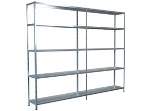 4004514122858 - Steckregal Stecksystem Grund- und Anbauregal Regale Metall verzinkt 2000x2400x350 mm 10 Böden Gr B H T 240 cm x 200 cm x 35 cm silberfarben Werkstatt-Regale