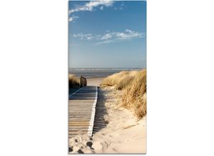 4055327047999 - Glasbild ARTLAND Nordseestrand auf Langeoog - Steg Bilder Gr B H 50 cm x 100 cm Glasbild Strand 1 St beige (naturfarben) Glasbilder in verschiedenen Größen