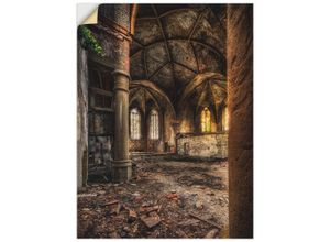 4057738639473 - Wandbild ARTLAND Lost Place - verlassene Kirche II Bilder Gr B H 90 cm x 120 cm Wandaufkleber - Vinyl Gebäude Hochformat 1 St braun Kunstdrucke als Leinwandbild Wandaufkleber in verschied Größen