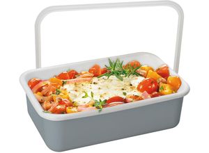 4260293170545 - Frischhaltedose Color Line grau B12cm H6cm L18cm Emaille Kunststoff Lebensmittelaufbewahrungsbehälter geeignet zum Kochen Backen Servieren Aufbewahren und Einfrieren