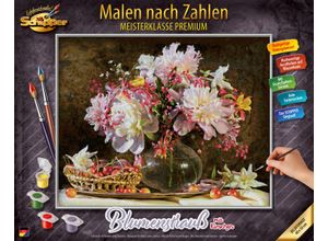 4000887917732 - Malen nach Zahlen SCHIPPER Meisterklasse Premium - Blumenstrauß mit Kirschen Malvorlagen bunt Kinder Basteln Malen Kosmetik Schmuck Made in Germany