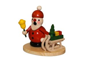 4260348490710 - Räuchermännchen ALBIN PREISSLER Weihnachtsmann mit Schlitten Weihnachtsdeko bunt H10cm Buchenholz Räucherdeko