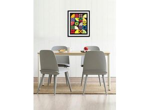 4067437335064 - Bild QUEENCE Fibi Bilder Gr B H 50 cm x 70 cm Wandbild Hochformat 1 St bunt (lila grün rot bunt schwarz) Kunstdrucke gerahmt