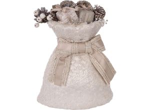 4251792149699 - Weihnachtsfigur MYFLAIR MÖBEL & ACCESSOIRES Deko-Geschenksack mit Tannenzapfen Dekofiguren Gr B H T 16 cm x 45 cm x 32 cm beige (natur cremefarben) Weihnachtsengel Weihnachtsfiguren Weihnachtsdeko Höhe ca 45 cm