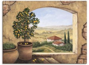 4055327151696 - Wandbild ARTLAND Fenster in der Toskana Bilder Gr B H 120 cm x 90 cm Leinwandbild Fensterblick 1 St beige (naturfarben) Bild Poster Bilder als Alubild Leinwandbild Wandaufkleber oder in versch Größen