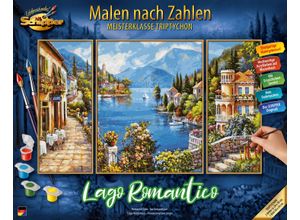 4000887928189 - Malen nach Zahlen SCHIPPER Meisterklasse Triptychon - Lago Romantico Malvorlagen bunt Kinder Basteln Malen Kosmetik Schmuck Made in Germany