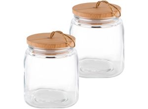 4004133675155 - Vorratsglas Woody Lebensmittelaufbewahrungsbehälter Gr B H L 14 cm x 17 cm x 14 cm farblos (transparent natur) Vorratsgläser zum Dekorieren und Aufbewahren 2 Liter