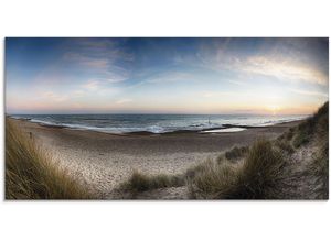 4059745439879 - Glasbild ARTLAND Strand und Sanddünen am Hengistbury Head Bilder Gr B H 100 cm x 50 cm Glasbild Küste 1 St blau Glasbilder in verschiedenen Größen