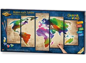 4000887948569 - Malen nach Zahlen SCHIPPER Meisterklasse Polyptychon - Colorful World Malvorlagen bunt Kinder Basteln Malen Kosmetik Schmuck Made in Germany