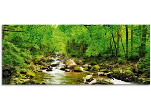 4058661617354 - Glasbild ARTLAND Herbstwald Fluss Smolny Bilder Gr B H 125 cm x 50 cm Glasbild Wald 1 St grün Glasbilder in verschiedenen Größen