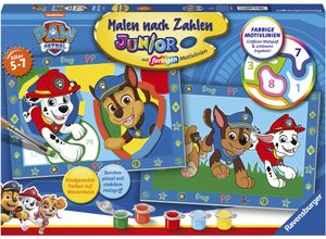 4005556202867 - Malen nach Zahlen RAVENSBURGER Junior PAW Patrol bunt Malvorlagen KinderB32cm H22cm Made in Europe B32cm H22cm