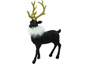 4031456247974 - Weihnachtsfigur Weihnachtsdeko Dekofiguren Gr B H T 23 cm x 365 cm x 9 cm schwarz (schwarz goldfarben weiß) Weihnachtsengel Weihnachtsfiguren Rentier aus Polyresin