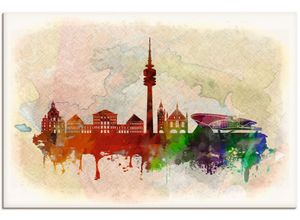 4059745969093 - Wandbild ARTLAND München Deutschland Skyline Bilder Gr B H 90 cm x 60 cm Leinwandbild Deutschland Querformat 1 St bunt Bild Poster Bilder als Alubild Leinwandbild Wandaufkleber oder in versch Größen