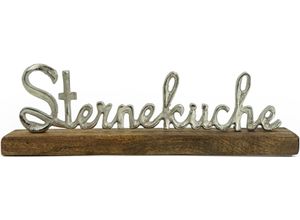 4031456536757 - Deko-Schriftzug Sterneküche Dekofiguren Gr B H T 5 cm x 12 cm x 40 cm beige (natur) Deko-Objekte aus Holz und Aluminium