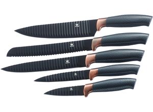 4019256017942 - Messer-Set KING Carbon Design schwarz (schwarz kupferfarben) Edelstahl Kochmesser-Sets Wellenschliff