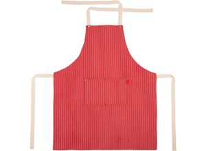 4019665102666 - Kochschürze STUCO gestreift Schürzen rot (rot natur) Topflappen Topfhandschuhe Küchenschürzen Schürzen mit Brusttasche