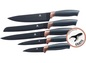 4019256018130 - Messer-Set KING Carbon Design Kochmesser-Sets schwarz (schwarz kupferfarben) Küchenmesser-Sets Kochmesser-Sets (5 Messer) incl Sparschäler Wellenschliff