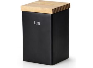 4017167371306 - Teedose Lebensmittelaufbewahrungsbehälter Gr B H L 10 cm x 17 cm x 10 cm braun (schwarz holzfarben) Teedose Kaffeedosen Teedosen Keksdosen Lebensmittelaufbewahrungsbehälter