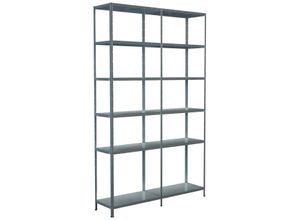 4004514122988 - Steckregal Stecksystem Grund- und Anbauregal silber (silberfarben) B140cm H230cm T35cm Stahl Regale Metall verzinkt 2300x1400x350 mm 12 Böden