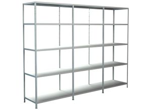 4058255070817 - Steckregal Stecksystem Grund- und 2x Anbauregale Regale Metall weiß 2000x3200x500 mm 15 Böden Gr B H T 320 cm x 200 cm x 50 cm weiß Werkstatt-Regale