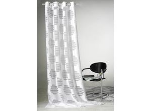 4005385826494 - Vorhang WECKBRODT Valea Gr 1 weiß B140cm H245cm Ausbrenner Polyester Viskose Gardinen Ösenschal Gardine transparent halbtransparent Ausbrenner