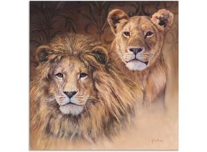 4057738395584 - Wandbild ARTLAND Löwen Bilder Gr B H 100 cm x 100 cm Alu-Dibond-Druck Wildtiere 1 St braun Bild Metallbild Metallbilder Bilder als Alubild Leinwandbild Wandaufkleber oder Poster in versch Größen