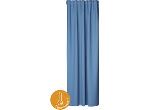 4043343500048 - Vorhang Silan Gardinen Gr 245 cm verdeckte Schlaufen 140 cm blau Verdeckte Schlaufen Thermovorhang Wärmevorhang Silan