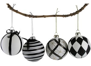 4056422266513 - Weihnachtsbaumkugel AM DESIGN Weihnachtsdeko Christbaumschmuck Christbaumkugeln aus Glas schwarz (schwarz weiß) Ø8cm Glas Weihnachtsbaumkugeln Weihnachtsbaumkugeln handdekoriert und mundgeblasen