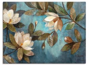 4055327744744 - Wandbild ARTLAND Schwebende Magnolie blau Bilder B H 120cm x 90cm Leinwandbild Blumen Querformat Canvas Leinwand als Leinwandbild Poster Wandaufkleber in verschied Größen B120cm H90cm