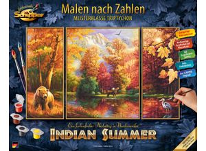 4000887926505 - Malen nach Zahlen SCHIPPER Meisterklasse Triptychon - Indian Summer Malvorlagen bunt Kinder Basteln Malen Kosmetik Schmuck Made in Germany