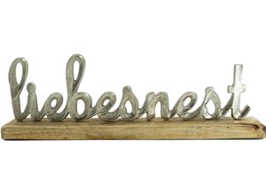 4031456536771 - Deko-Schriftzug Liebesnest Dekofiguren Gr B H T 5 cm x 12 cm x 40 cm beige (natur) Deko-Objekte aus Holz und Aluminium