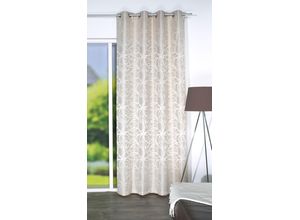 4056751293105 - Vorhang HOME WOHNIDEEN LENNY Gardinen Gr 245 cm Ösen 140 cm beige (naturfarben) Landhaus Gardinen Gardine HxB 245x140 Dekostoff Jacquardgemustert