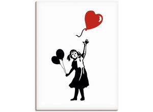 4062144602997 - Wandbild ARTLAND Silhouette Mädchen Ballon Herz Bilder Gr B H 90 cm x 120 cm Leinwandbild Bilder von Kindern Hochformat 1 St schwarz Kunstdrucke als Alubild Leinwandbild Wandaufkleber oder Poster in versch Größen