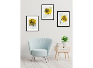 4067437337143 - Bild QUEENCE Set Sunflower Bilder Gr B H 30 cm x 40 cm Wandbild Blumen Hochformat 1 St gelb Kunstdrucke gerahmt