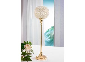 4260596721246 - Kerzenständer HOME AFFAIRE Kristall gold (goldfarben) H54cm Ø16cm Aluminium Kristallglas Kerzenhalter