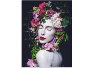 4062144602324 - Wandbild ARTLAND Schöne Blumenkönigin Bilder Gr B H 90 cm x 120 cm Alu-Dibond-Druck Bilder von Frauen Hochformat 1 St bunt Kunstdrucke als Alubild Leinwandbild Wandaufkleber oder Poster in versch Größen