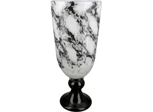 4063387506455 - Tischvase CASABLANCA BY GILDE Pokal Vase Trophy mit Marmorfinish Vasen Gr H 31 cm Ø 13 cm schwarz-weiß (schwarz weiß) Blumenvasen dekorative Vase aus Glas Blumenvase