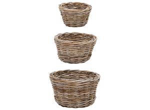 4029686592902 - Allzweckkorb HOME AFFAIRE Priya Aufbewahrungsboxen Gr B H 50 cm x 30 cm grau (gräuliches naturrattan) Deko-Korb Körbe Boxen Aufbewahrungsboxen 3er Set aus Korbrohrgeflecht für ein praktisches Ordnungssystem